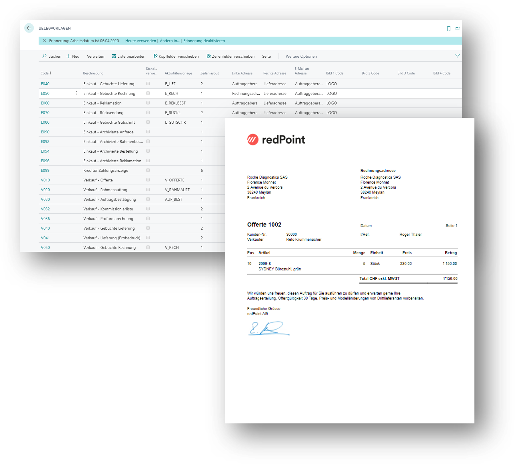 redPoint App Erweiterte Belege - redPoint